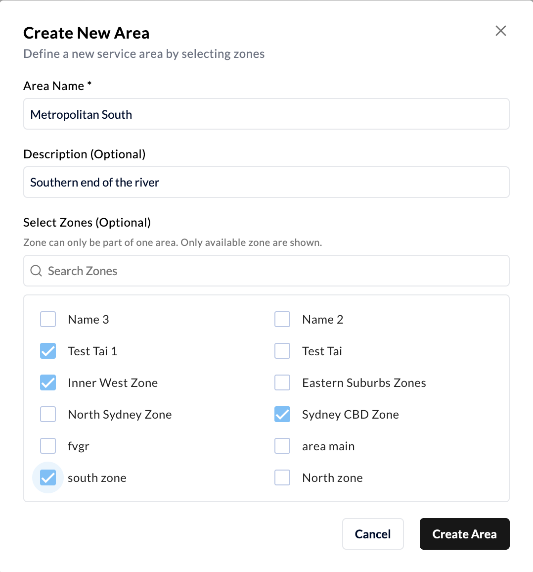 How to Create and Manage Areas